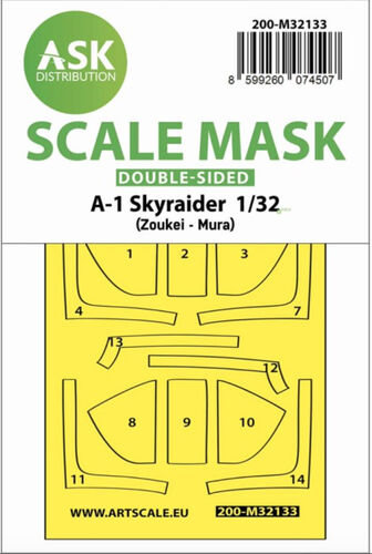NEW! Art Scale Kit M32133 Douglas A-1 Skyraider - Double-Sided Express Fit and Self-Adhesive Mask (for Zoukei-Mura Kits)