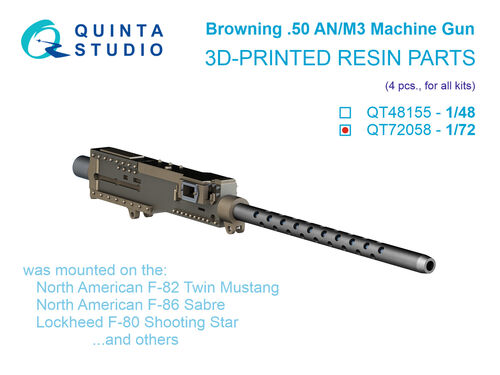 NEW! Quinta Studio QT72058 Browning .50 ANM3 Machine Gun - 4 pcs (3D-Printed / for All Kits)