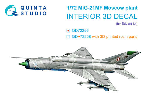 Quinta Studio QD72256 MiG-21 MF (Moscow Plant) - 3D-Printed & Coloured Interior (for Eduard Kits)