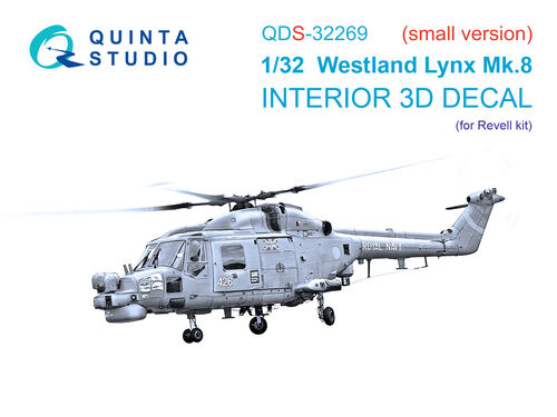 Quinta Studio QDS32269 Westland Lynx Mk.8 - 3D-Printed & Coloured Interior Small Version (for Revell Kits)