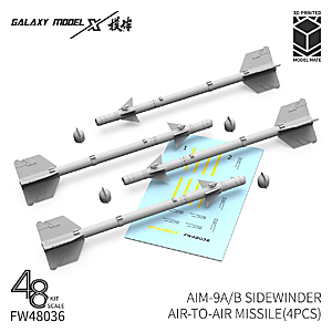NEW! Galaxy-Model FW48036 AIM-9 A/B Sidewinder Air-to-Air Missile (4 pcs / 3D-Printed)