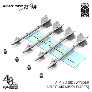NEW! Galaxy-Model FW48038 AIM-9 D Sidewinder Air-to-Air Missile (4 pcs / 3D-Printed)