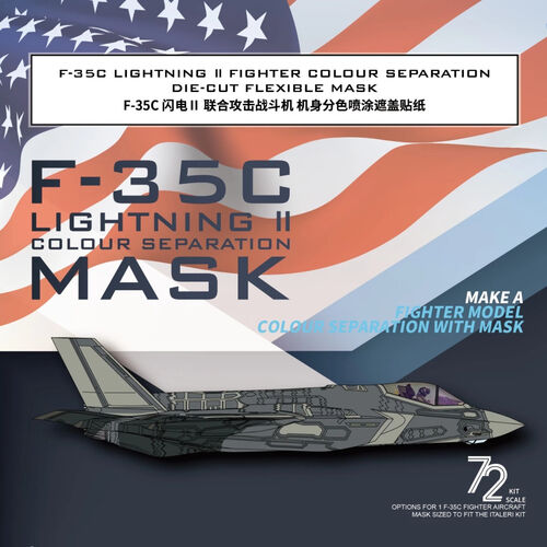 Galaxy-Model D72034 F-35 C Lightning II - Colour Separation Die-Cut Flexible Mask (for Accurate Airframe Painting of Italeri 1469 Kit)