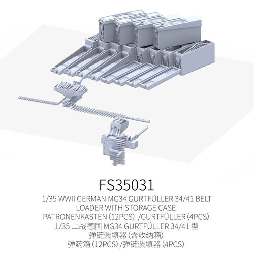NEW! Galaxy-Model FS35031 German WWII MG34 Gurtfüller 34/41 Belt Loader with Storage Case (12 + 4 pcs / 3D-Printed)