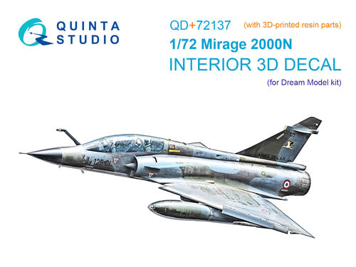 Quinta Studio QD+72137 Dassault Mirage 2000 N - 3D-Printed & Coloured Interior with 3D-Printed Resin Part (for Dream Model Kits)