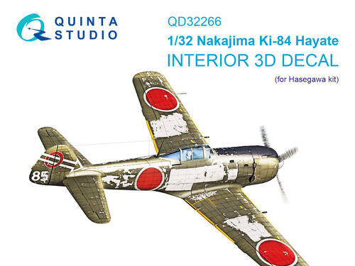 Quinta Studio QD32266 Nakajima Ki-84 Hayate - 3D-Printed & Coloured Interior (for Hasegawa Kits)