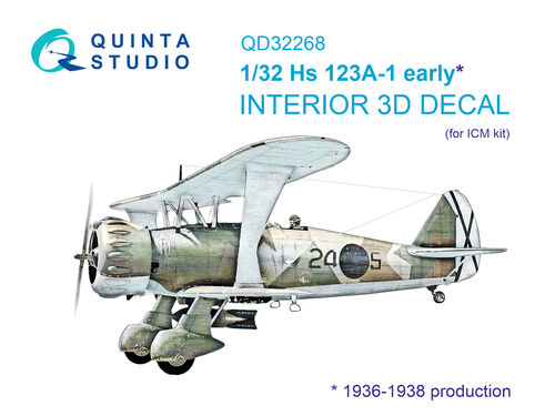 Quinta Studio QD32268 Henschel Hs 123 A-1 Early - 3D-Printed & Coloured Interior (for ICM Kits)