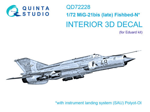 Quinta Studio QD72228 MiG-21 Bis Late - 3D-Printed & Coloured Interior (for Eduard Kits)