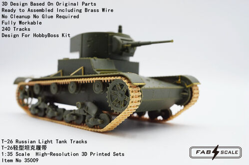 Fab Scale Fa35009 Soviet T-26 Light Tank - Tracks (3D-Printed / for Hobby Boss Kits)