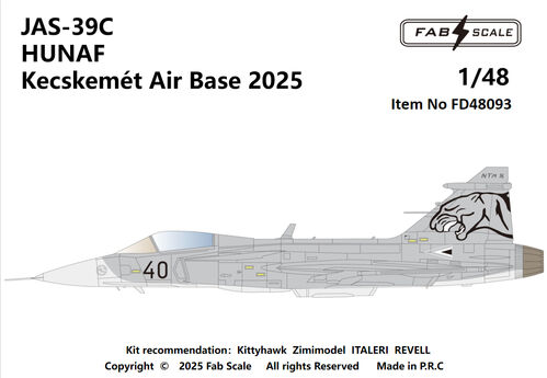 NEW! Fab Scale FD48093 Saab JAS-39 C - HUNAF Kecskemét Air Base (2025)