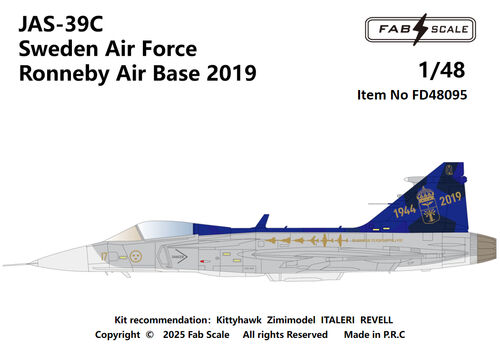 NEW! Fab Scale FD48095 Saab JAS-39 C - Swedish Air Force Ronneby Air Base (2019)
