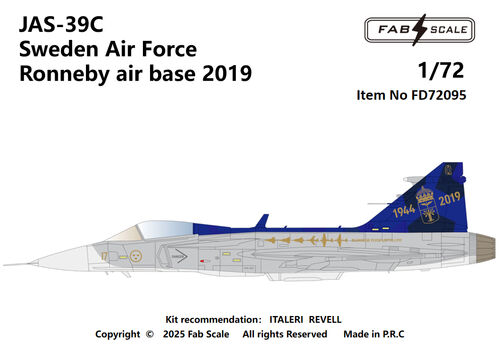 NEW! Fab Scale FD72095 Saab JAS-39 C - Swedish Air Force Ronneby Air Base (2019)