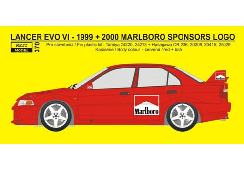 NEW! Rejimodel 370 Mitsubishi Lancer Evo VI - "Marlboro" Logos 1999/2000 (for Tamiya and Hasegawa Kits)