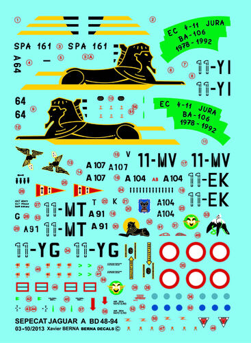 NEW! Berna Decals 48094N Sepecat Jaguar A Decals Set