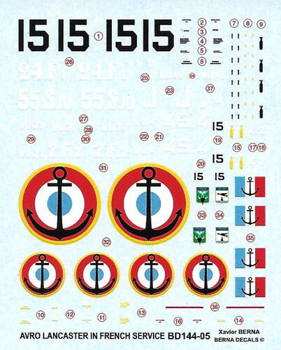 NEW! Berna Decals 14405 Avro Lancaster Mk.I & Mk.VII Aeronautique Navale