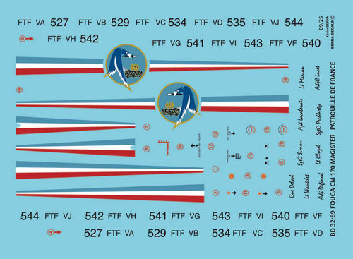 NEW! Berna Decals 32089 Fouga CM170 Magister - Armee de l'air (5 schemes / for the Daco Kits)