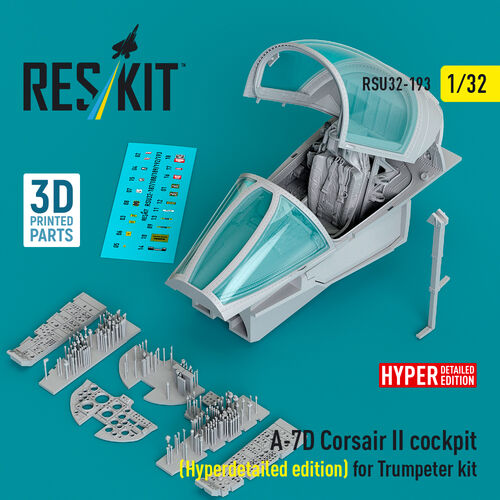 RES/KIT U32-0193 LTV A-7 D Corsair II - Late Cockpit Hyperdetailed Edition with 3D Decals (3D-Printed / for Trumpeter Kits)