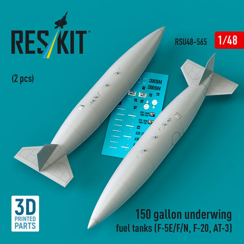 RES/KIT U48-0565 Northrop F-5 E / F / N / F-20 and AT-3 - 150 Gallon Underwing Fuel Tanks (2 pcs / 3D-Printed)