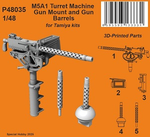 CMK P48035 M5A1 Stuart - 3D-Printed Turret Machine Gun Mount and Gun Barrels (fot Tamiya Kits)