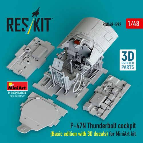 RES/KIT U48-0592 Republic P-47 N Thunderbolt - Cockpit Basic Edition with 3D Decals (3D-Printed / for MiniArt Kits)