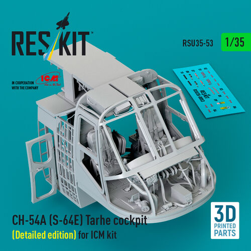 RES/KIT U35-0053 CH-54A (S-64E) Tarhe - Cockpit Detailed Edition for ICM Kits (3 pcs / 3D-Printed)