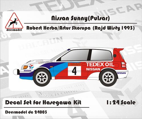 NEW! Deermodel DC24003 Nissan Sunny (Pulsar) - Rajd Wisły 1993 (for Hasegawa Kits)