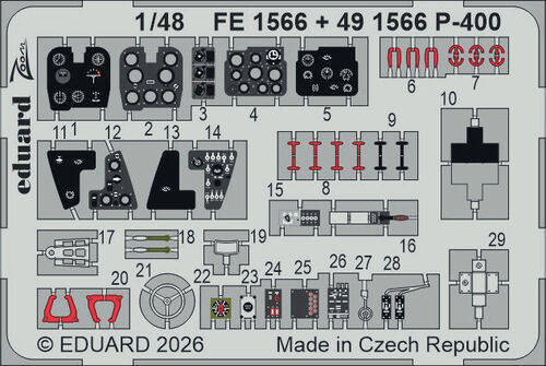 Eduard FE1566 Bell P-400 Airacobra - Cockpit PE Zoom Set (for Arma Hobby Kits)