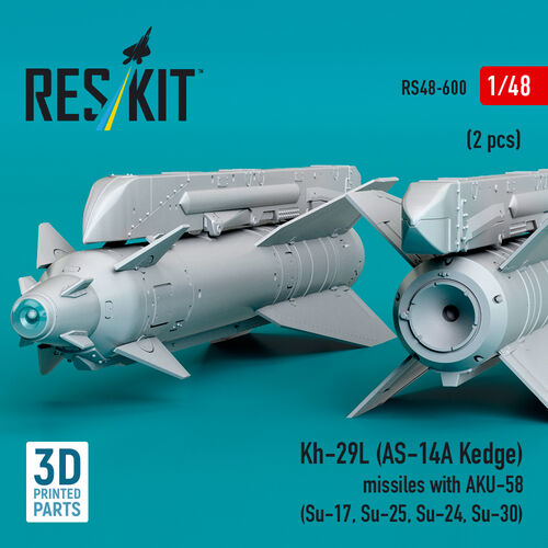RES/KIT 48-0600 Kh-29L (AS-14A Kedge) missiles with AKU-58 (2 pcs / 3-D Printed)