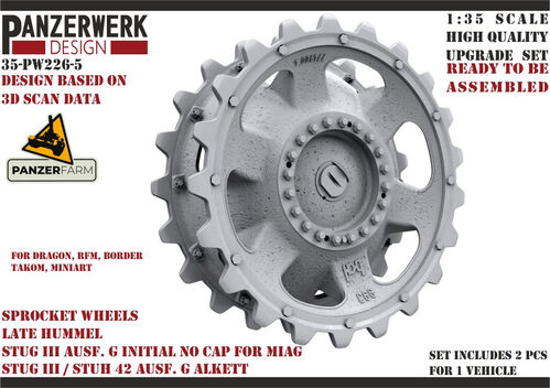 Panzerwerk Design 35-PW226-5 Stug III Ausf. G / Hummel / StuH42 - Sprocket Wheels (2 pcs)