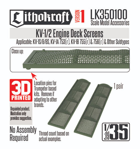 Lithokraft Range 350100 KV-1 / KV-2 - Engine Deck Screen Version 1 (3D-Printed)