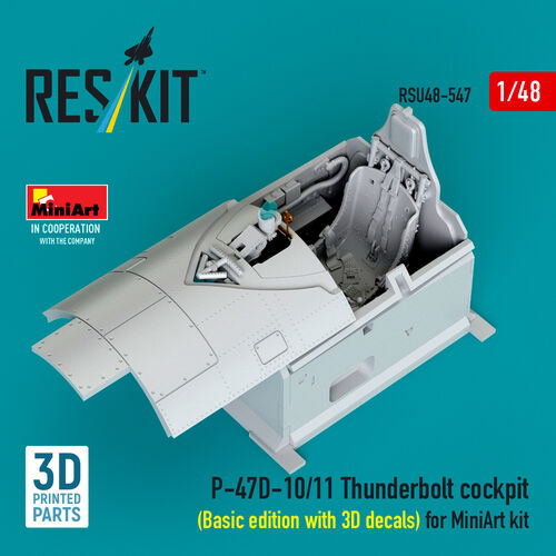 RES/KIT U48-0547 Republic P-47D-10/11 Thunderbolt - Cockpit Basic Detailed Edition with 3D Decals (3D-Printed / for MiniArt Kits)