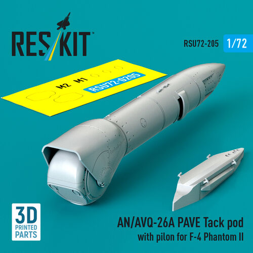 RES/KIT U72-0205 AN/AVQ-26A PAVE Tack Pod with Pylon for F-4 Phantom II (3D Printed)