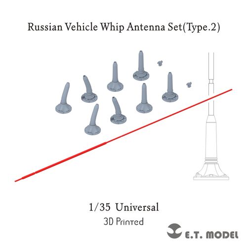 ET Model P35-377 Russian Vehicle Whip Antenna Set Type 2 (Universal / 3D-Printed)