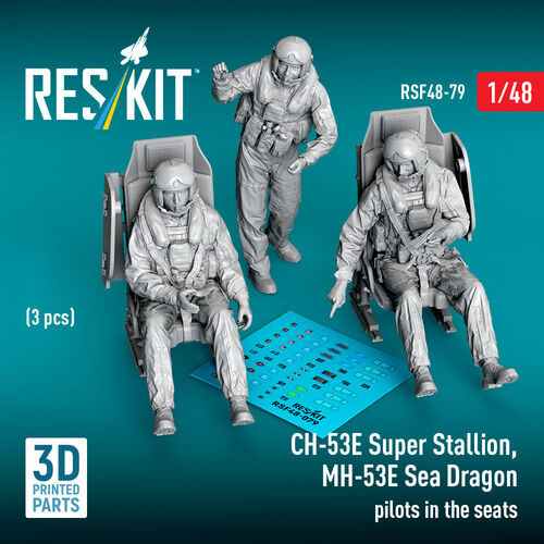 RES/KIT F48-0079 CH-53E Super Stallion / MH-53E Sea Dragon - Pilots in the Seats (3 pcs / 3D Printed)