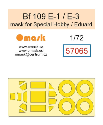 NEW! Omask 57065 Messerschmitt Bf-109 E-1 / E-3 - Mask Set (for Special Hobby and Eduard Kits)