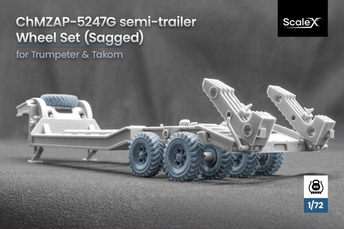 ScaleX WM72007S ChMZAP-5247G Semi Trailer - Sagged Wheel Set (3D-Printed / for Takom and Trumpeter Kits)