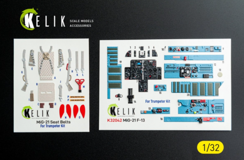 KELIK K32042 Mikoyan MiG-21 F-13 Export Version- Interior 3D Decals (for Trumpeter Kits)