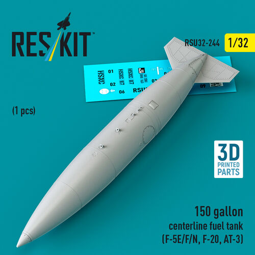 RES/KIT U32-0244 Northrop F-5 E / F / N / F-20 and AT-3 - 150 Gallon Centerline Fuel Tank (1 piece / 3D-Printed)