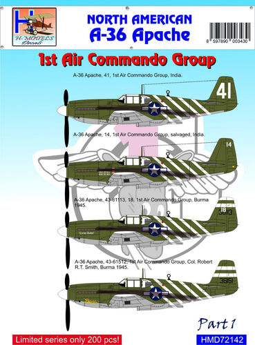 H-Model Decals D72142 North American A-36 - 1st Air Commando Group Part 1