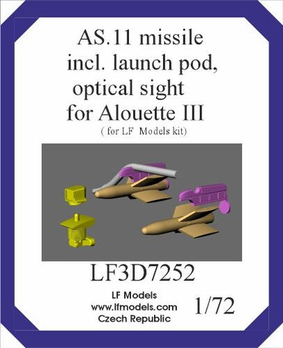 LF Models 3D7252 Aerospatiale Alouette III - AS.11 Missile with Launch Pod / Optical Sight (3D-Printed / for LF Models Kits)