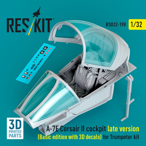 RES/KIT U32-0190 LTV A-7 E Corsair II - Late Cockpit Basic Edition with 3D Decals (3D-Printed / for Trumpeter Kits)
