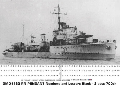 Old models Decals 1162 Royal Navy WWII Ship Pendants - Black (2 Sets)