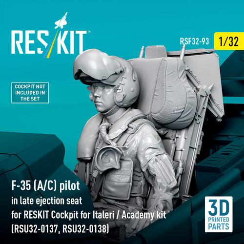 RES/KIT F32-0093 F-35 A/C - Pilot in Late Ejection Seat for RESKIT Cockpit for Italeri and Academy Kits (3D-Printed)