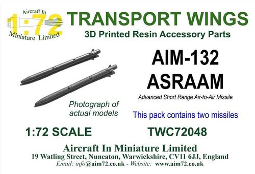 Aircraft In Miniature Ltd TWC72048 AIM-132 ASRAAM (2 pcs / 3D-Printed)