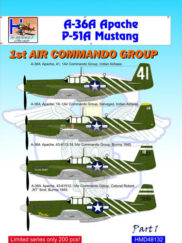 H-Model Decals D48132 North American A-36 / P-51 - 1st Air Commando Group Part 1