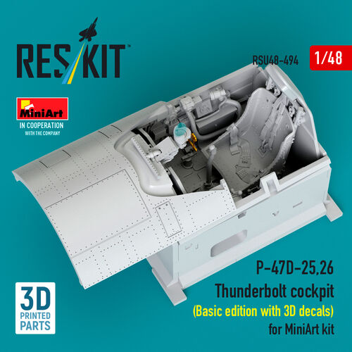 RES/KIT U48-0494 Republic P-47 D-25/26 Thunderbolt - Cockpit Basic Edition with 3D Decals (3D-Printed / for MiniArt Kits)