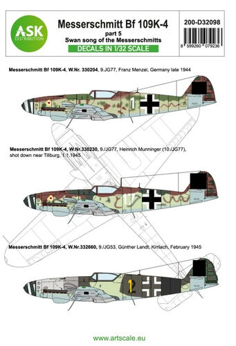 NEW! Art Scale Kit D32098 Messerschmitt Bf-109 K-4 - Swan Song of the Messerschmitts Part 5