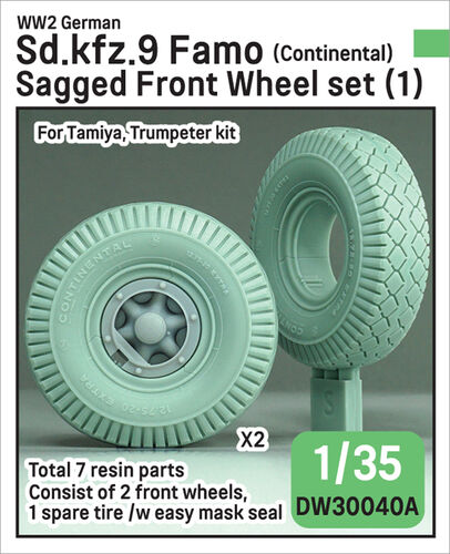 DEF Model DW30040A German Sd.Kfz.9 Famo - Sagged Front Wheel Set (for Tamiya Kits)