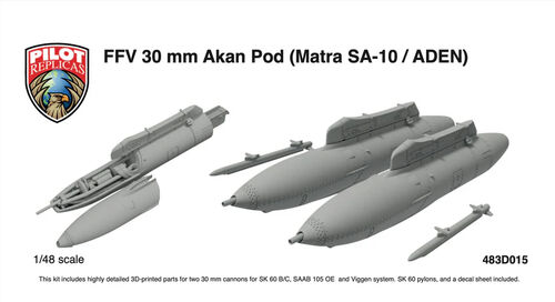 Pilot Replicas 483D015 FFV 30 mm Gun pod (Matra SA-10) for SAAB 105/SK60 & 37 Viggen