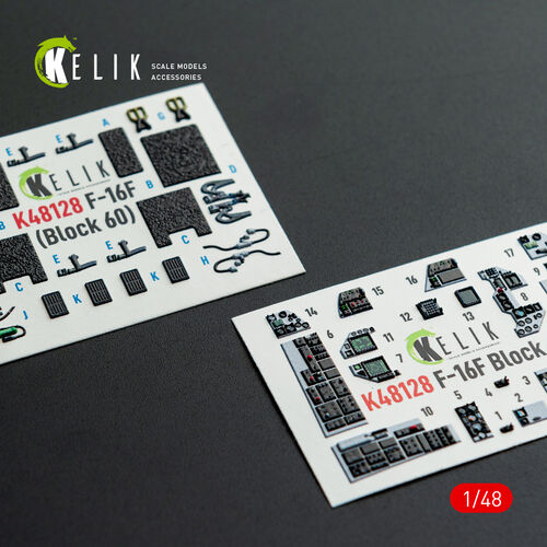KELIK K48128 Lockheed Martin F-16 F Block 60 - Interior 3D Decals (for Hasegawa Kits)
